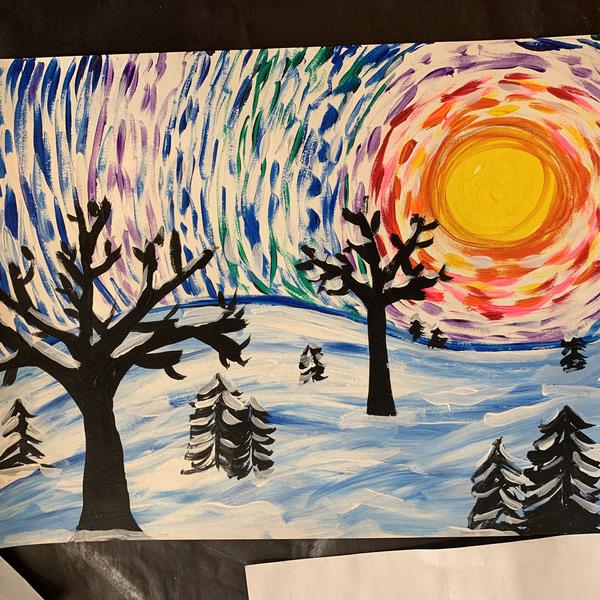 Starry Snowy Night (YouTube Art Lesson)