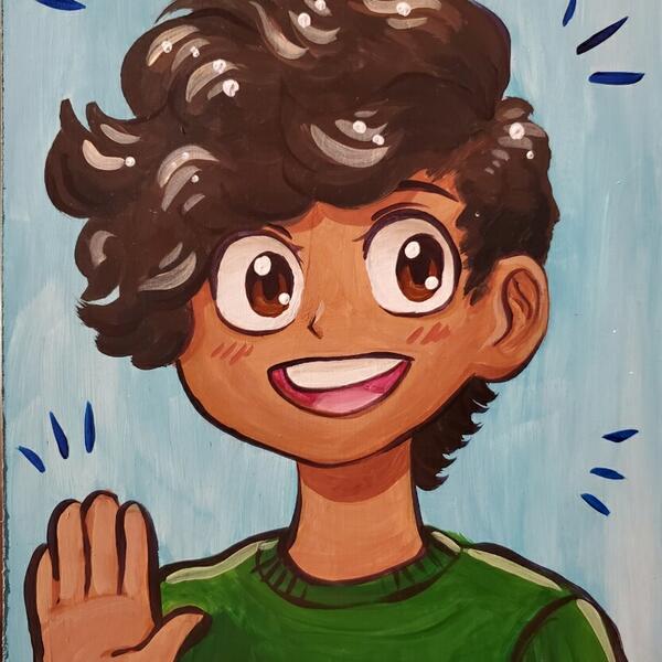 SL Anime Style Self Portrait Painting PM Camp Ages 5-13